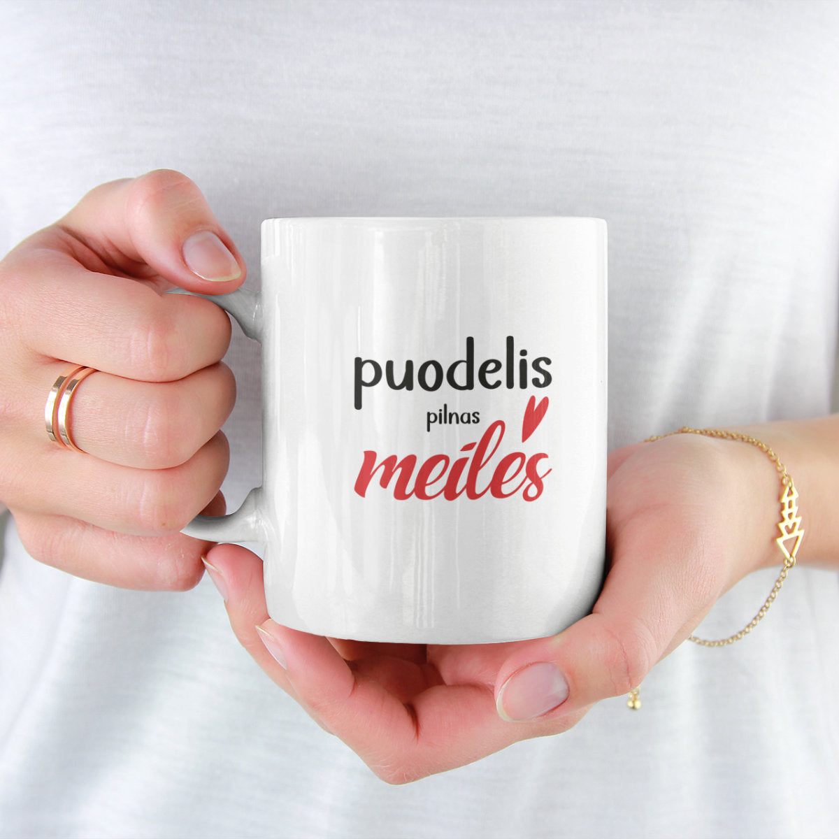 Puodelis su spauda "Puodelis pilnas meilės" – SpygaTaukuota.lt